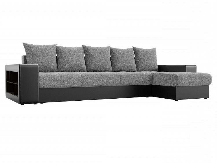 Угловой диван Дубай (Марго) Серо-Черный Рогожка Правый, еврокнижка, 300х160х82 см, с ящиком для белья