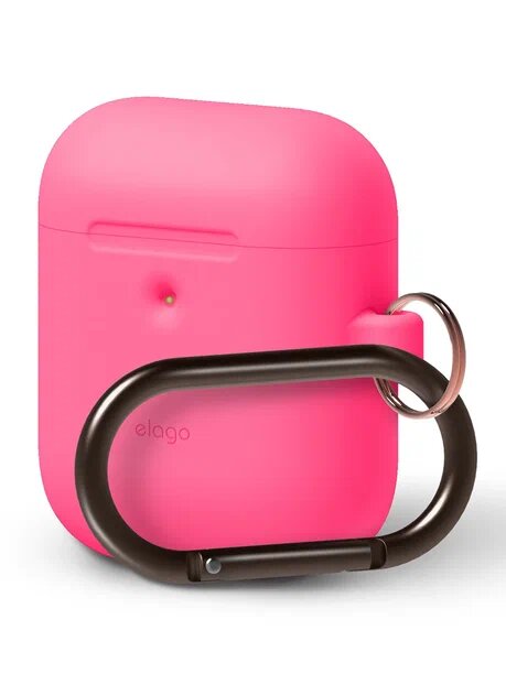Elago для AirPods wireless чехол Silicone Hang case Neon Pink