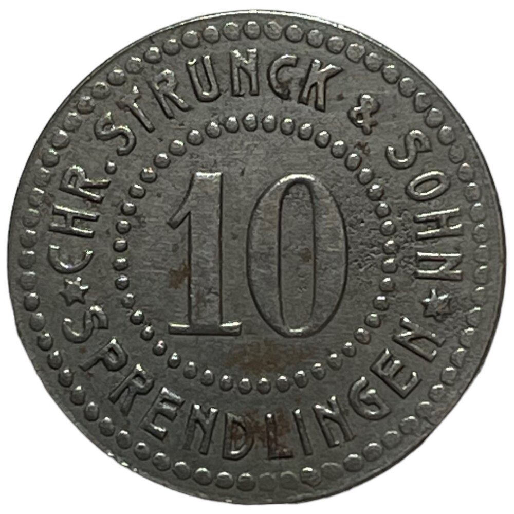 Германия, Шпрендлинген 10 пфеннигов 1914-1924 гг. (Завод удобрений Chr. Strunck and Sohn)