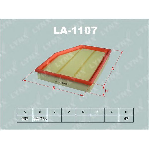 LYNXAUTO la-1107 (101139 / 13717521033 / 1371752103301) фильтр воздушный BMW (БМВ) 5(e60) 2.0-3.0 / 6(e63) 3.0 / z4m 3.2