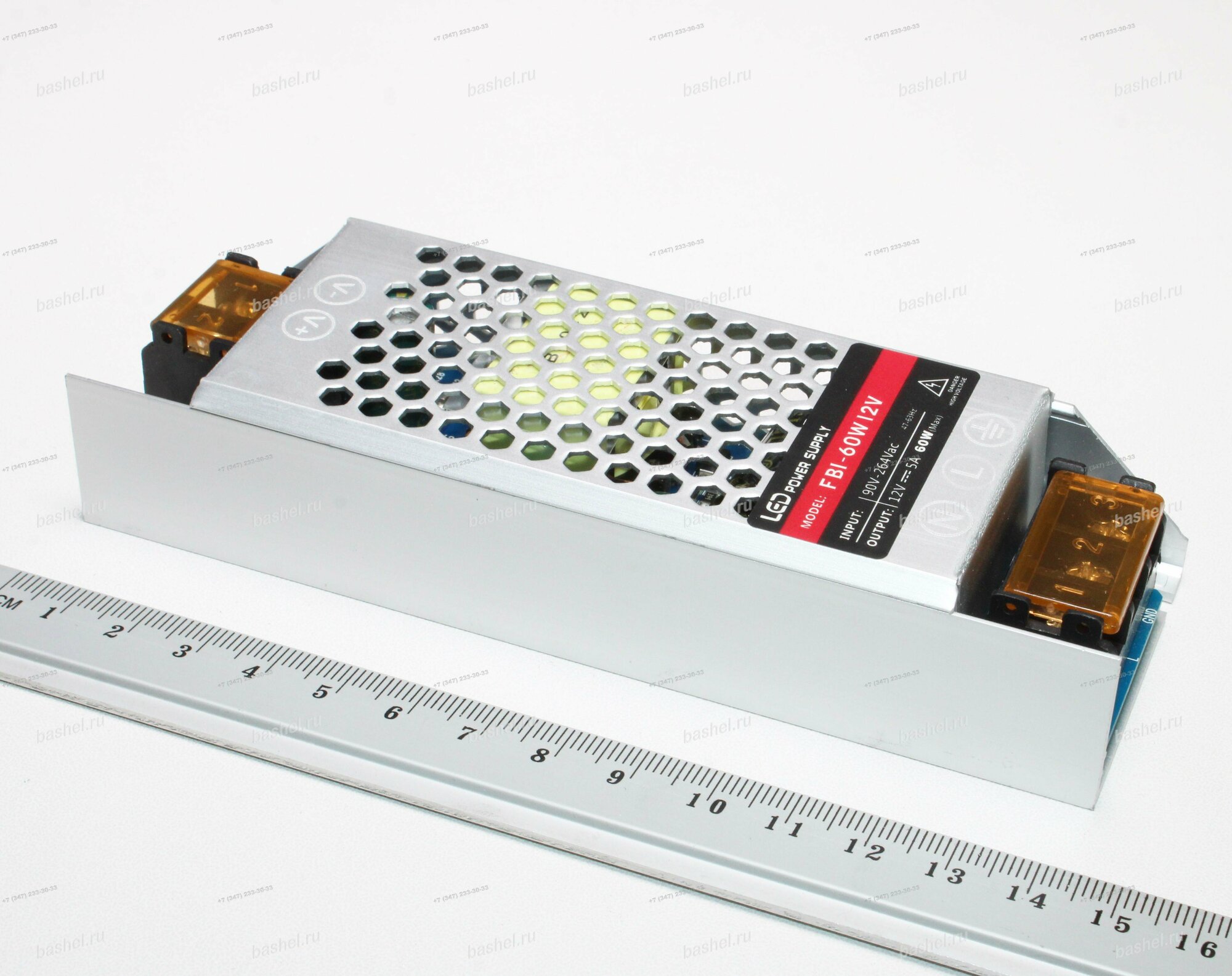 12V, 60W, 5A, 90-264VAC FBI-60W12V, Модуль питания сетевой (блок питания с винтами), 144x48x29мм