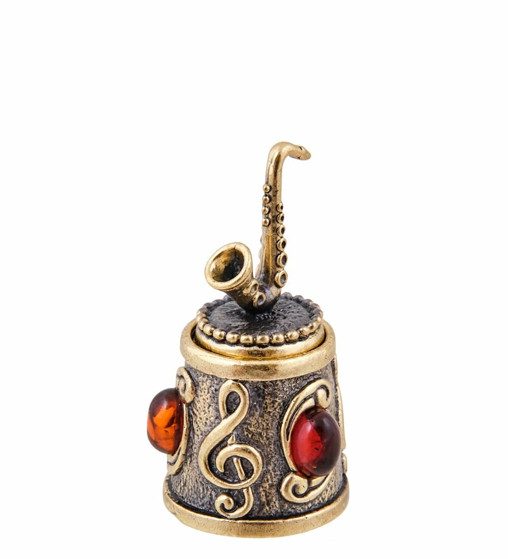 Наперсток 'Саксофон' (латунь, янтарь)