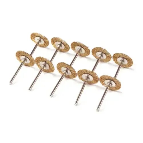 50 шт. 25 мм латунная щетка, проволочные колесные щетки, шлифовальная машина, вращающийся электрический инструмент для гравера, шлифовальная машина Dreme 25 мм, вращающаяся латунная щетка