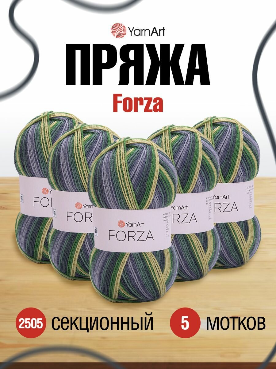 Пряжа для вязания YarnArt 'Forza' 100г, 420м (75% шерсть, 25% полиамид) (2505 секционный), 5 мотков