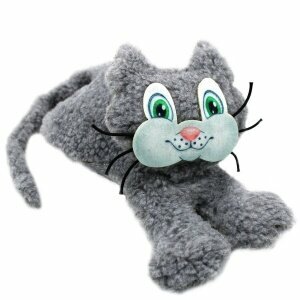 Дразнилка GoSi для собак Серый кот с ручкой (сшитый с вышивкой) велсофт