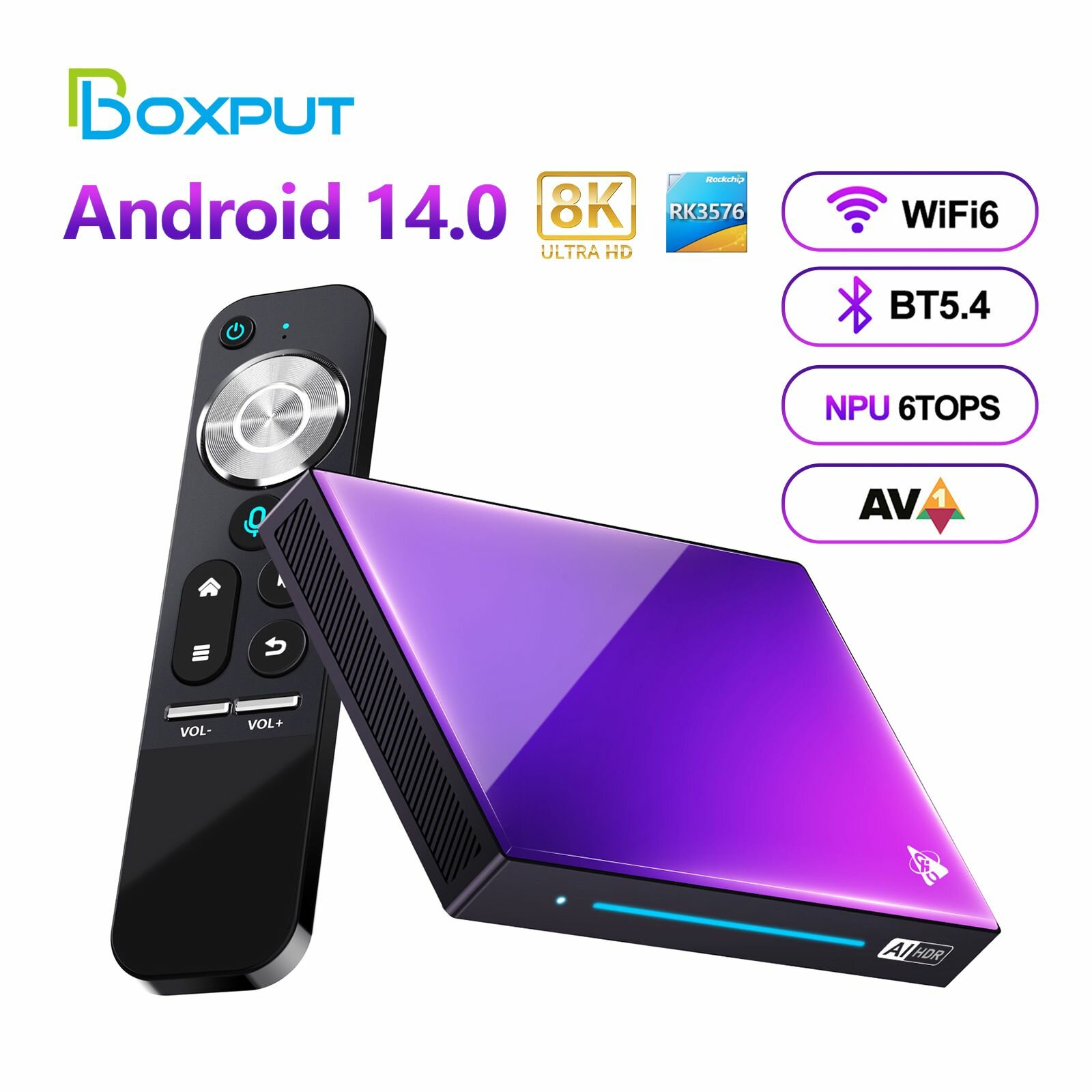 Медиаплеер BOXPUT 8G/128G H96 MAX M9 Android 14 BT 5.4 /wifi2.4G/5G /8k