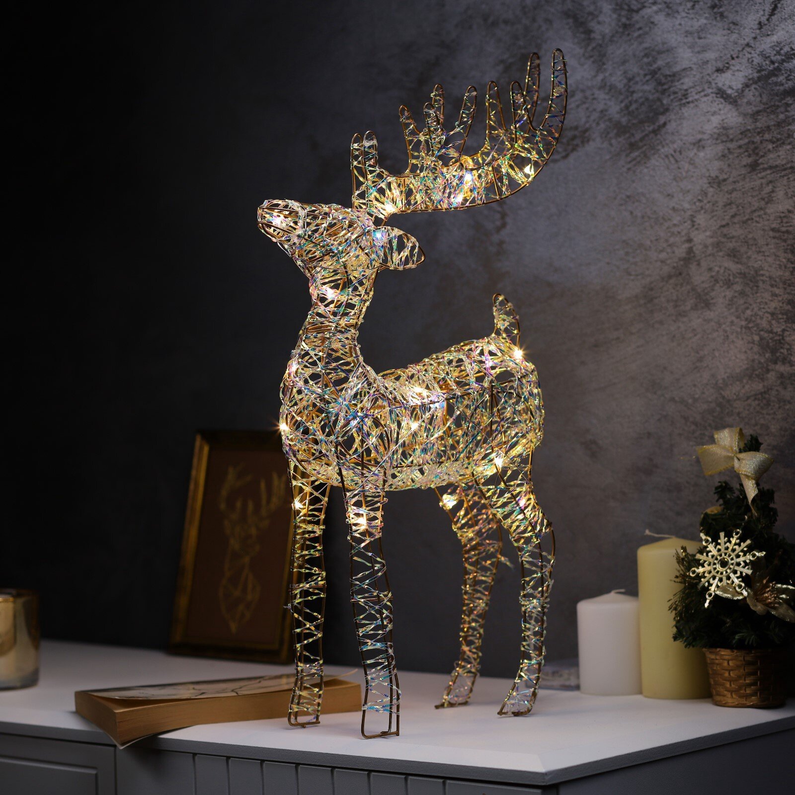 Светодиодная фигура «Оленёнок» 40х22х7 см, 20 LED, батарейки AAх2 (не в комплекте), свечение теплое белое, 10439499