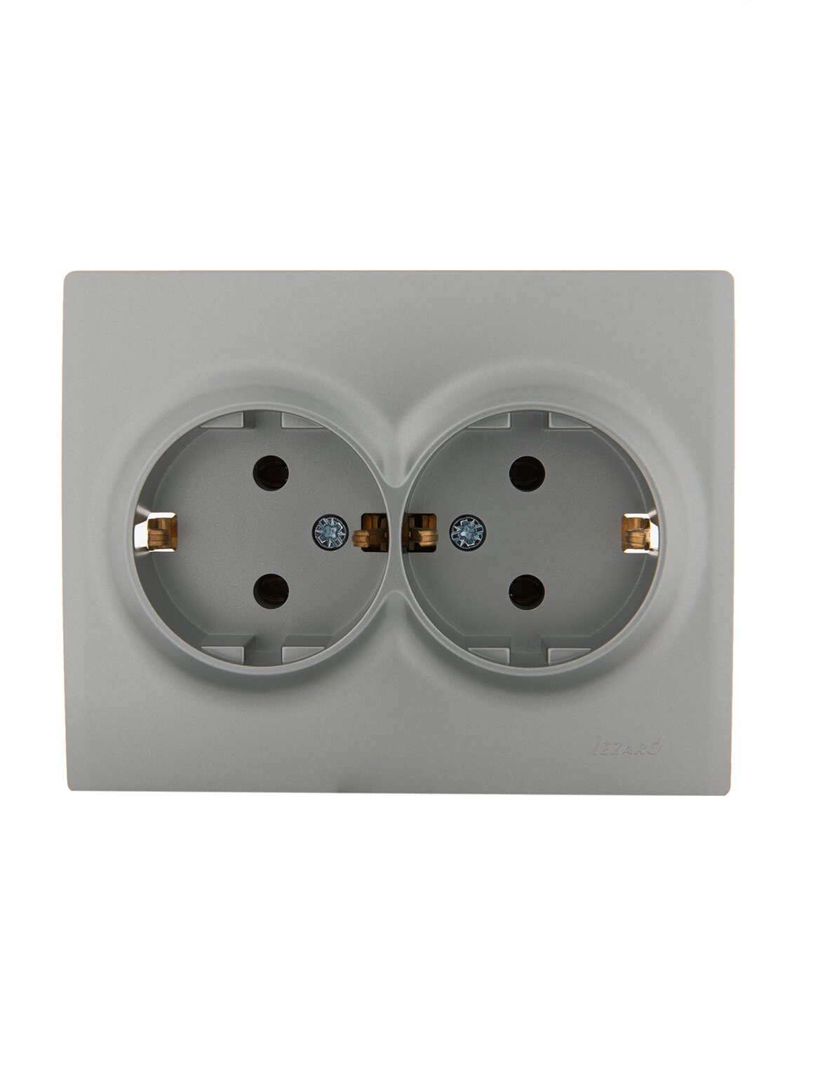 KARINA Розетка двойная с/з керамика матовое серебро (10шт/120шт)