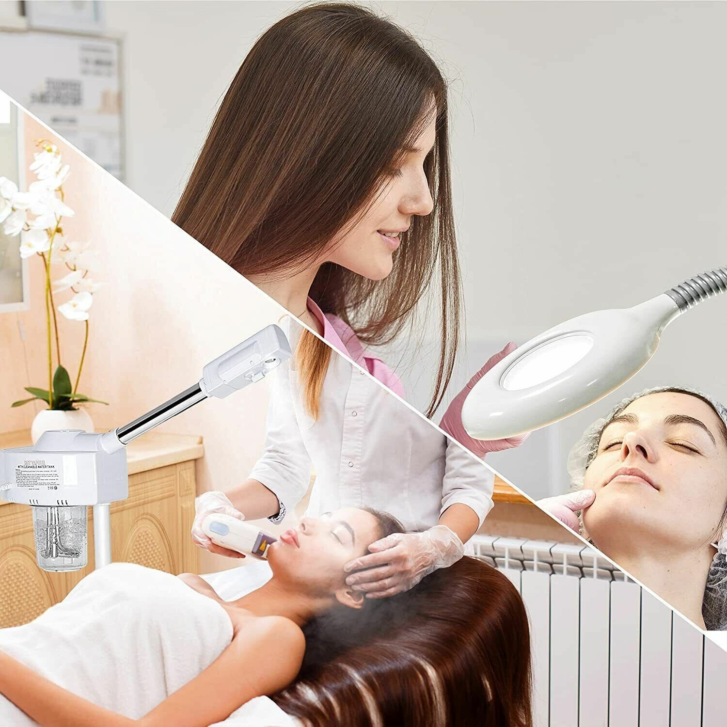 2в1 Отпариватель для лица Увлажнитель Spa Face LED 5X Увеличительная лампа Машина