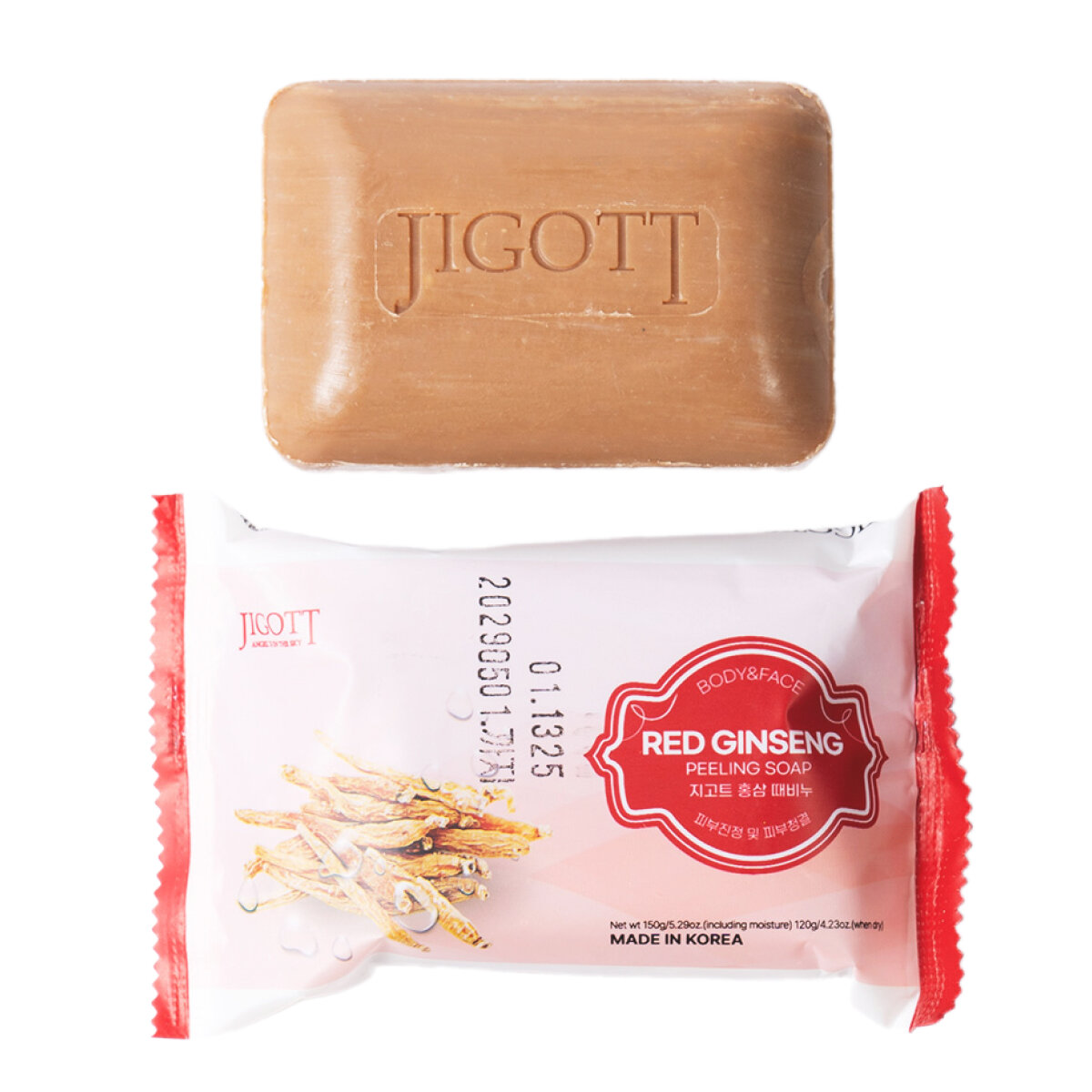 Jigott Мыло-скраб для лица и тела с экстрактом красного женьшеня / Red Ginseng Scrub Soap, 150 г