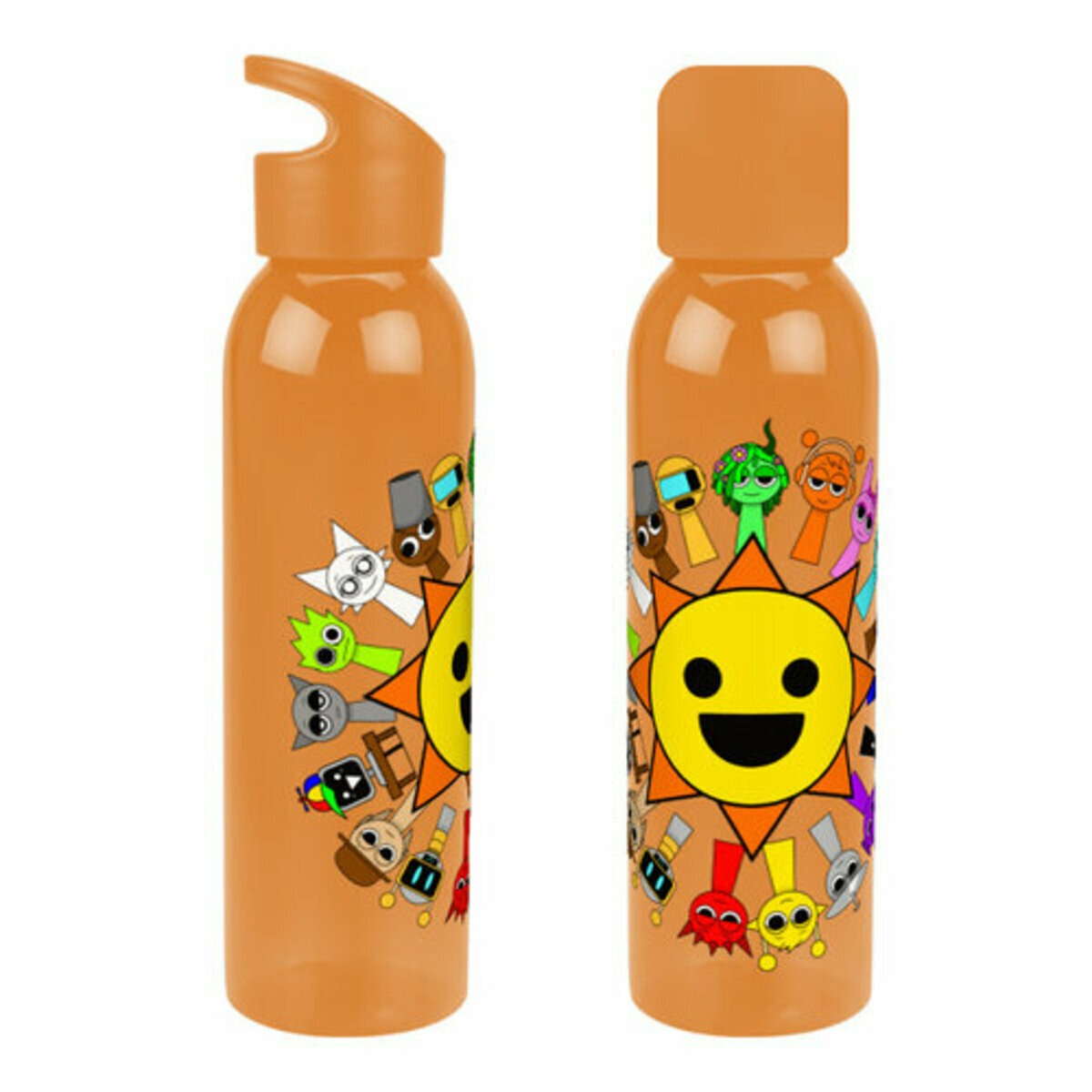 Бутылка для воды «Персонажи Спрунки игрушки Sprunki все фигурки» (оранжевый)