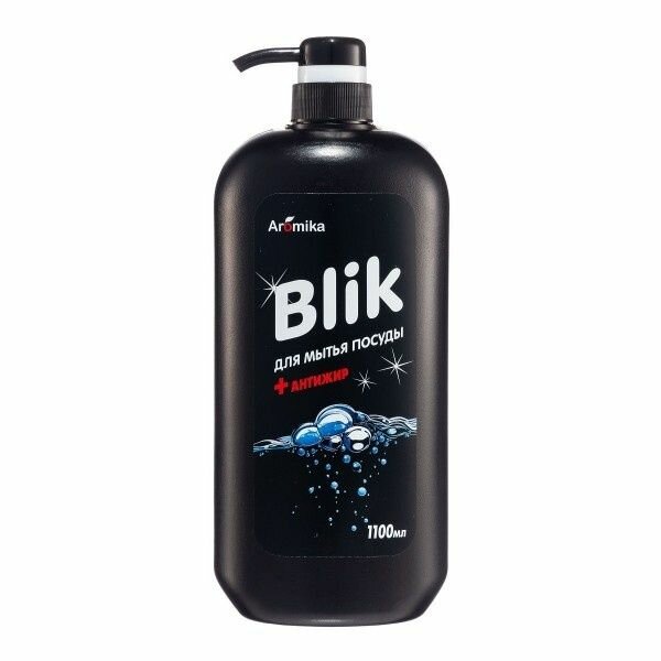 Средство для мытья посуды Aromika "Blik", Антижир, с дозатором, 1100 мл