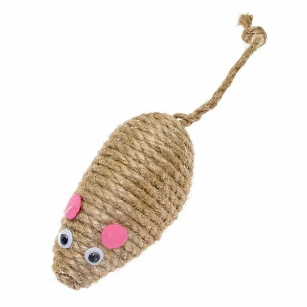 Игрушка для кошек Кот Лукас Мышь средняя 10 см джут, 10 шт