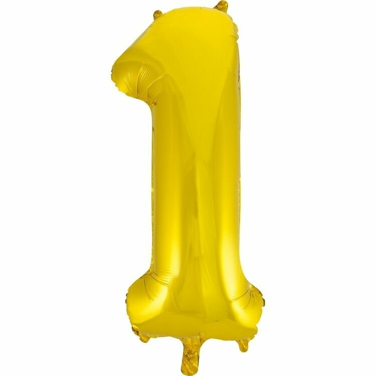 Воздушный шар Веселая затея "Цифра 1", Gold, 40 дюймов