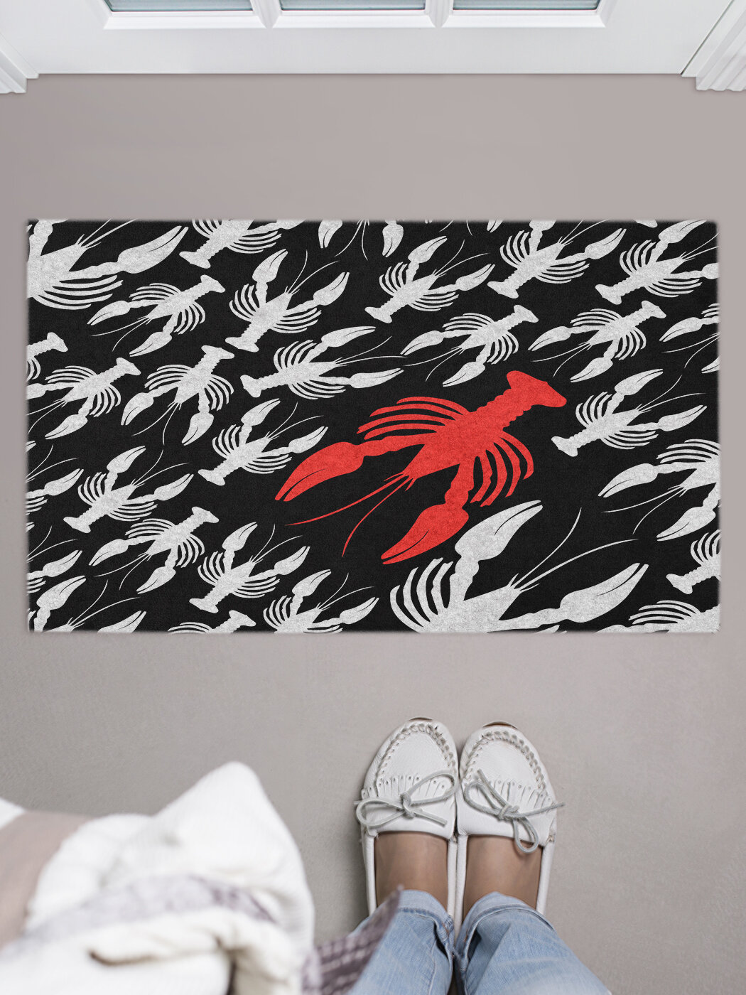 Коврик придверный в прихожую с принтом "Большой рак" 45x75 см , JoyArty