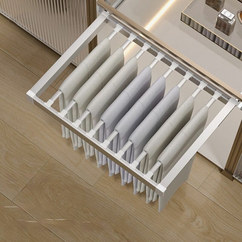 Брючница выдвижная для шкафа, С аксессуарами для установки фасада, (450-600)х 450 х 70mm (ШхГхВ), белое8