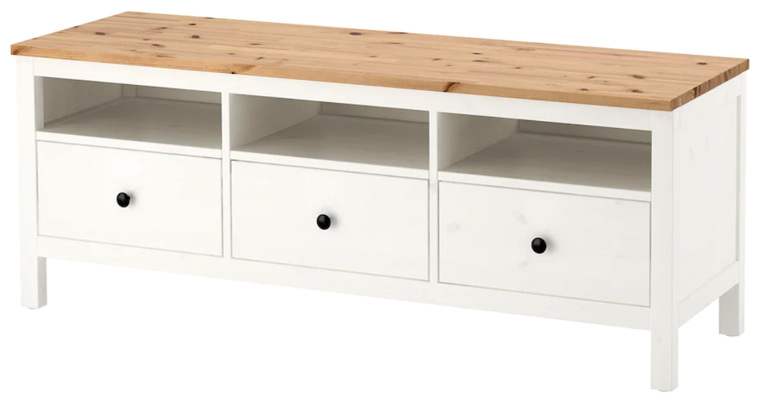 HEMNES хемнэс Тумба под ТВ, белая морилка/светло-коричневый148x47x57 904.135.29