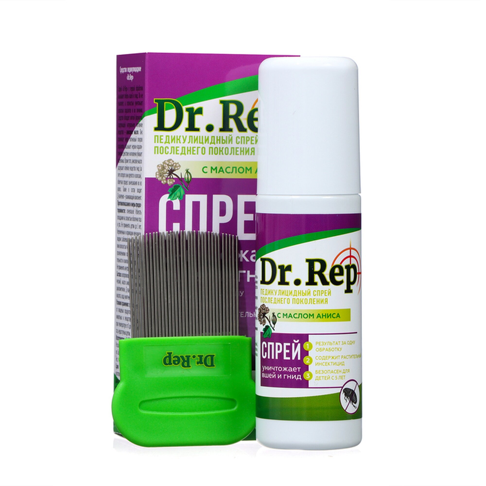 Спрей "Доктор Реп", педикулицидный, с гребнем, для детей от 5 лет