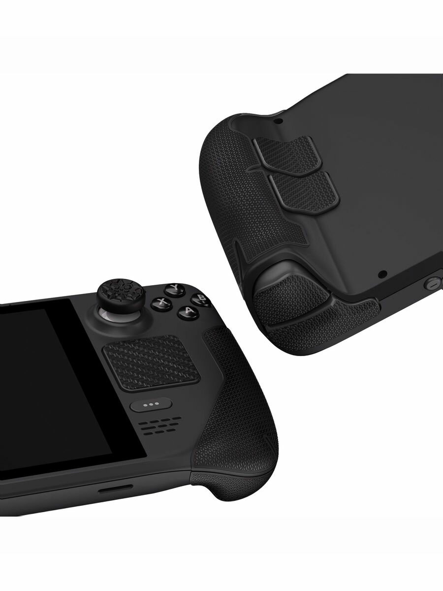 PlayVital грипсы для Steam Deck LCD/OLED, мягкие антискользящие накладки с шестигранной текстурой, чёрные