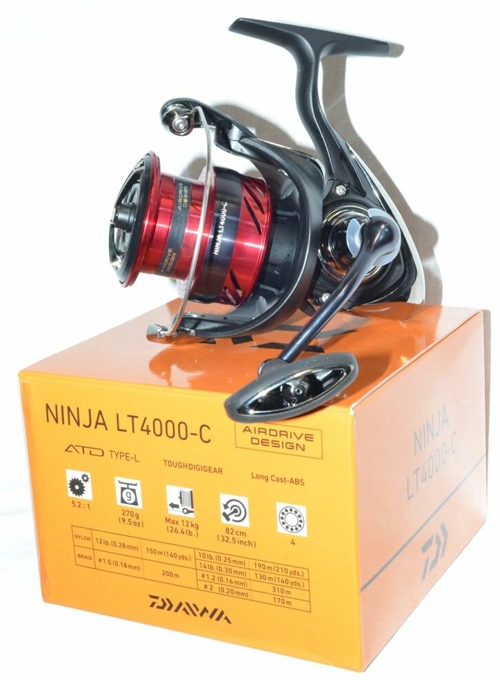 Катушка Daiwa Ninja 23 LT, безынерционная, ABS/Al, 4 подшипника, нагрузка 12 кг, 4000С