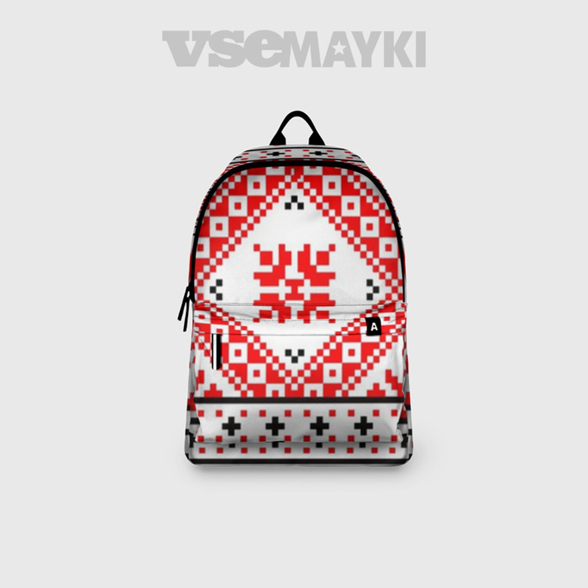 Рюкзак VseMayki с принтом Удмуртский стиль, унисекс, One size, белый