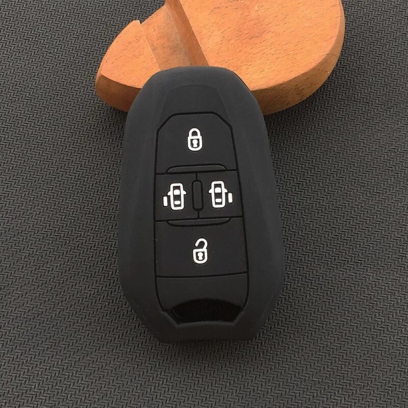 Силиконовый чехол для автомобильного ключа с 4 кнопками для Peugeot Traveller black white, Мульти