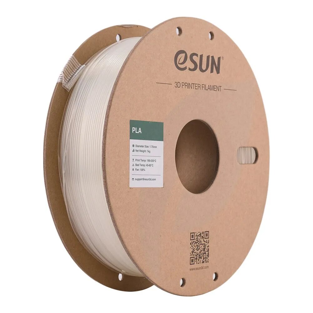 Катушка PLA пластика ESUN 1.75 мм 1 кг, прозрачный PLA175T1P1