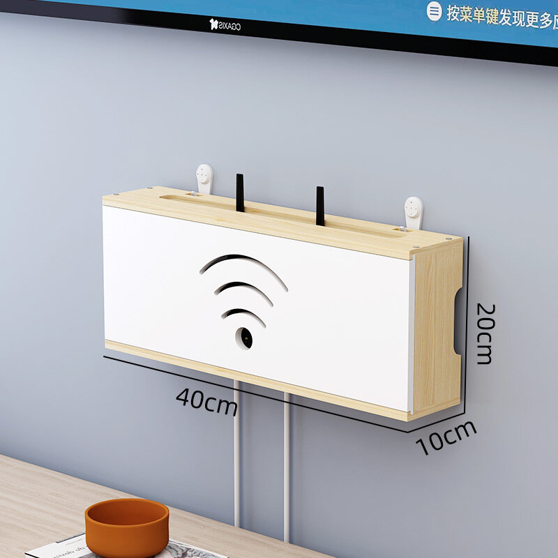 Коробка для хранения роутера из массива дерева, настенная, для Wi-Fi, ТВ-приставки, крышка для розетки, полка, не требует сверления