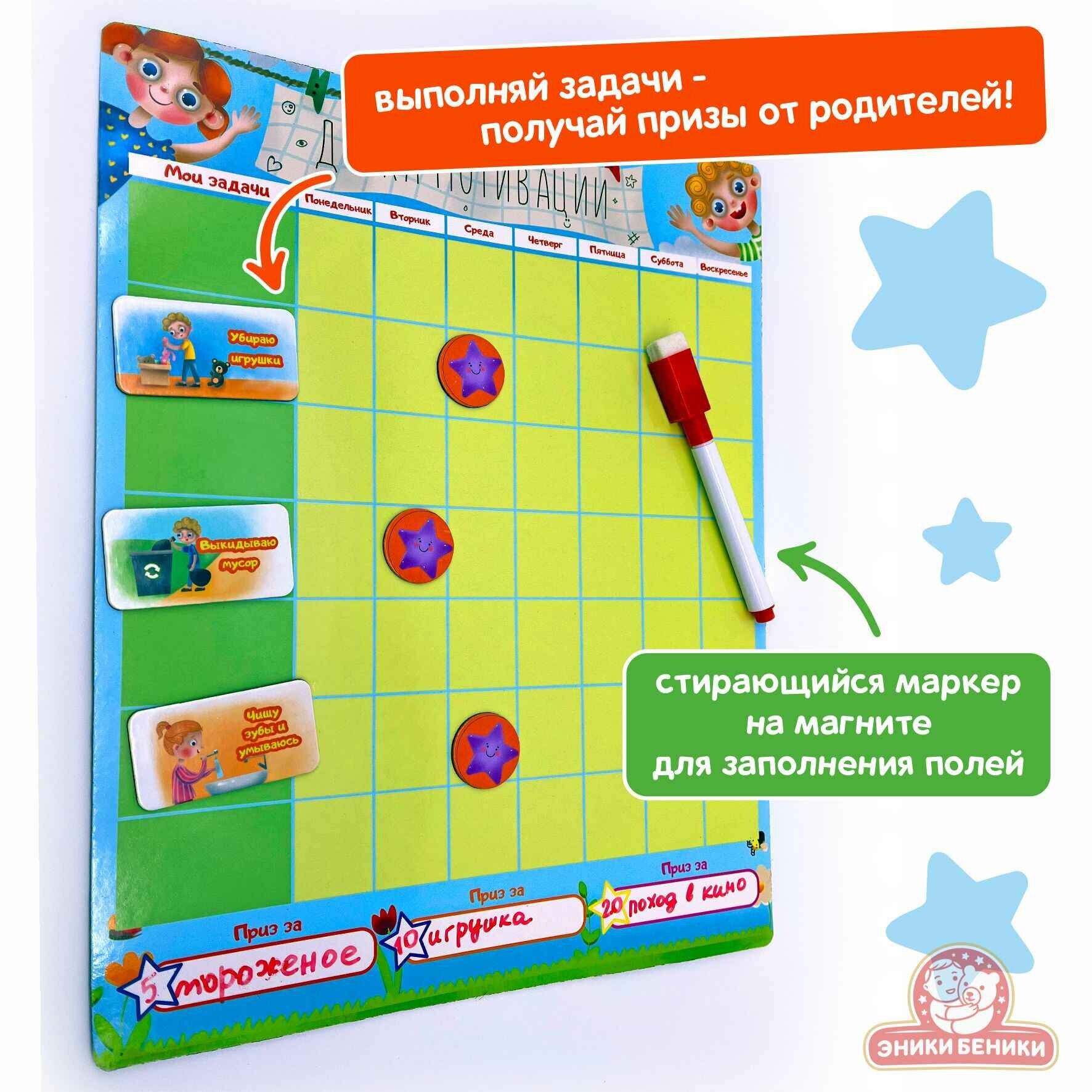 Доска мотивационная Эники беники 1251, магнитная, игровой набор заданий