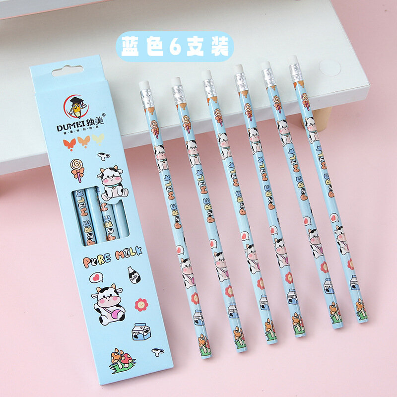 2025 Набор детских карандашей с мультяшным дизайном/6 милых карандашей для детского сада и начальной школы, специальные высококачественные учебные принадлежности HB