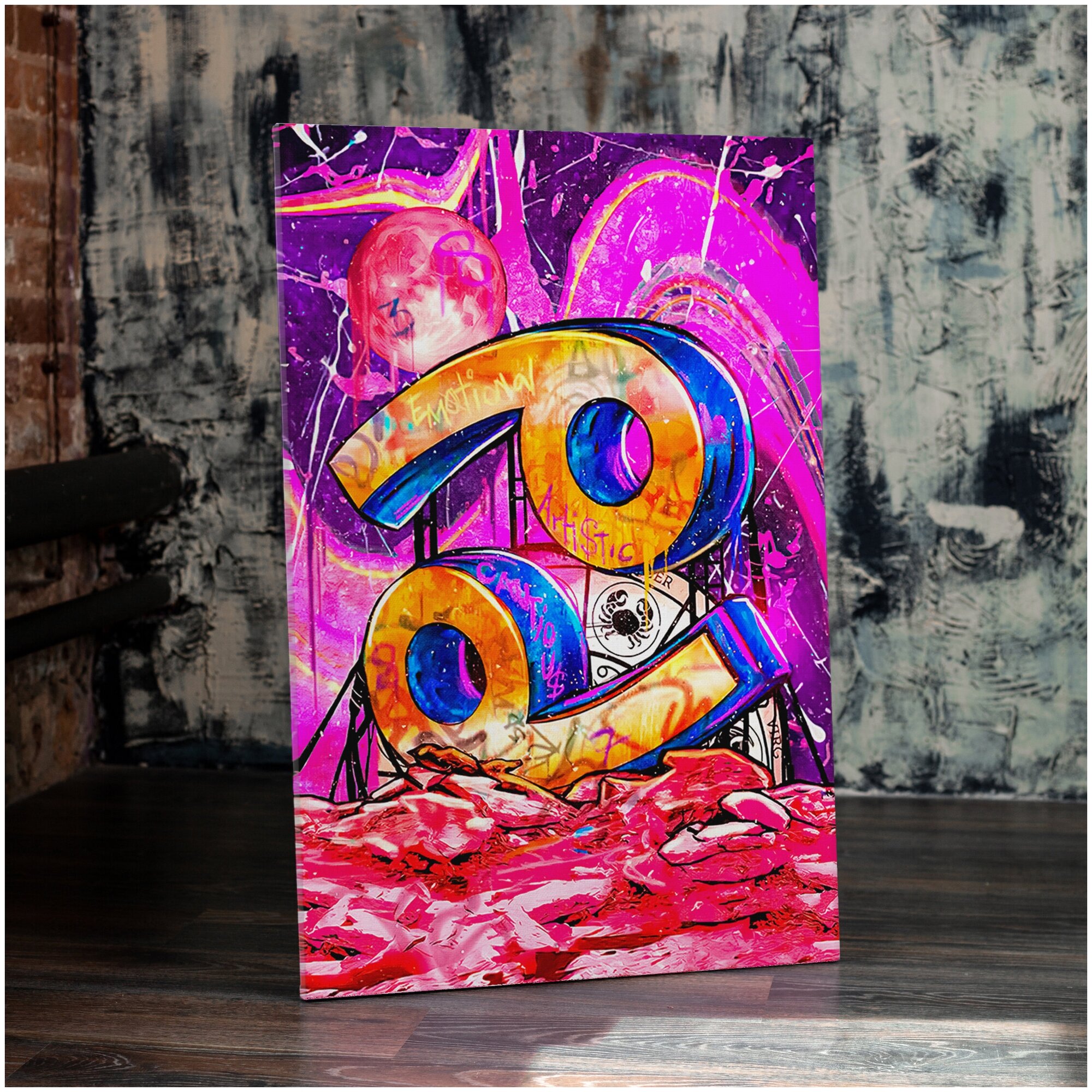 Картина на холсте "Знак зодиака - Рак" для интерьера дома и офиса / Постеры / Астрология / Звезды / Гороскоп