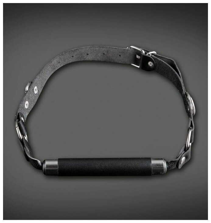 Чёрный кляп-трензель на кожаных ремешках с застёжкой