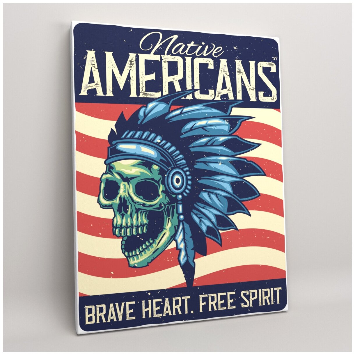 Постер "Коренные американцы: Храброе сердце. Свободный дух." на холсте с подрамником, размер 30х40 см