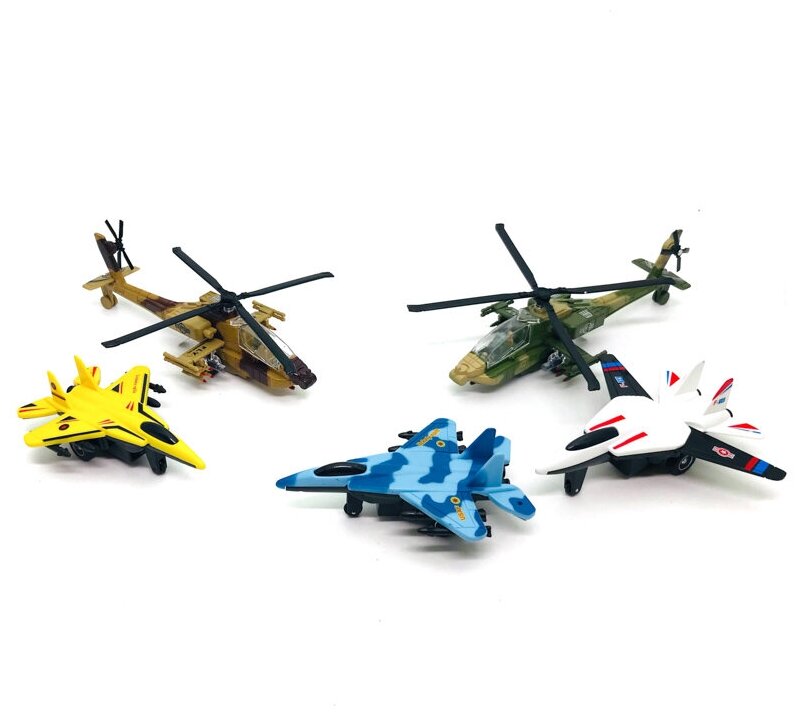 Самолет истребитель, вертолёт боевой военный Акула инерционный 2шт.