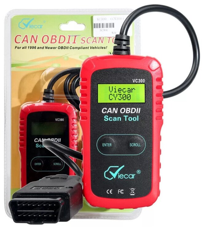 Автосканер Viecar VC300 OBDII Проводной (читает и удаляет ошибки)