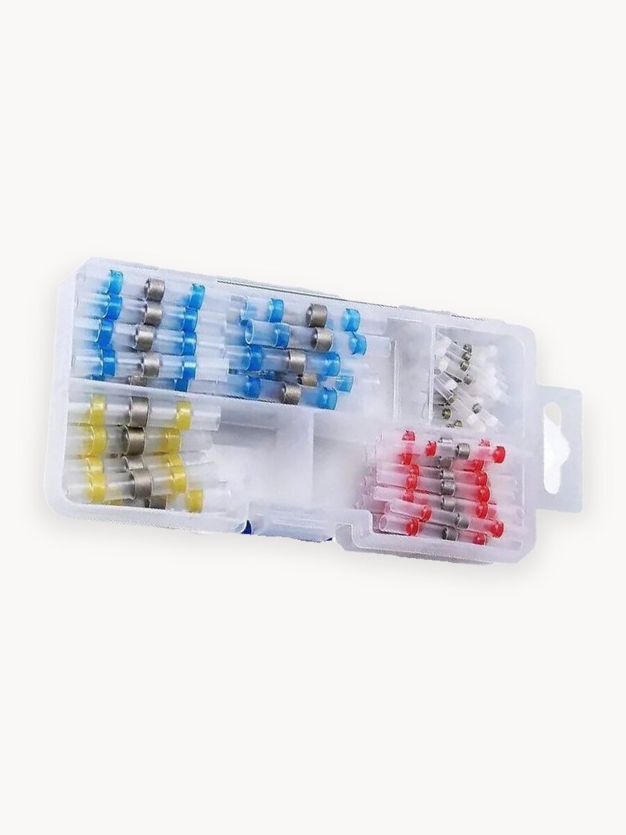 Термоусадочные трубки с припоем и клеевым слоем, гильза соединительная 100шт, набор термотрубок, спайщик проводов