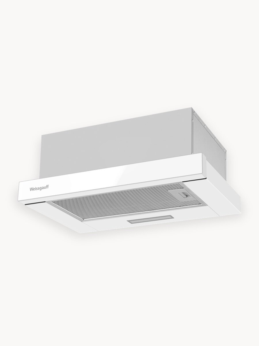 Кухонная встраиваемая вытяжка Weissgauff TEL 450 White Glass, Производительность 450 м3/ч