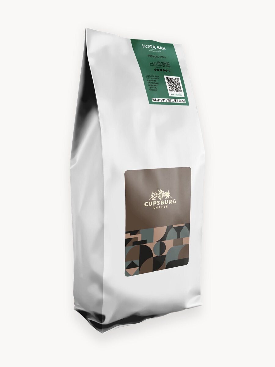Кофе в зернах 1 кг CUPSBURG Super Bar Робуста 100%, капсбург