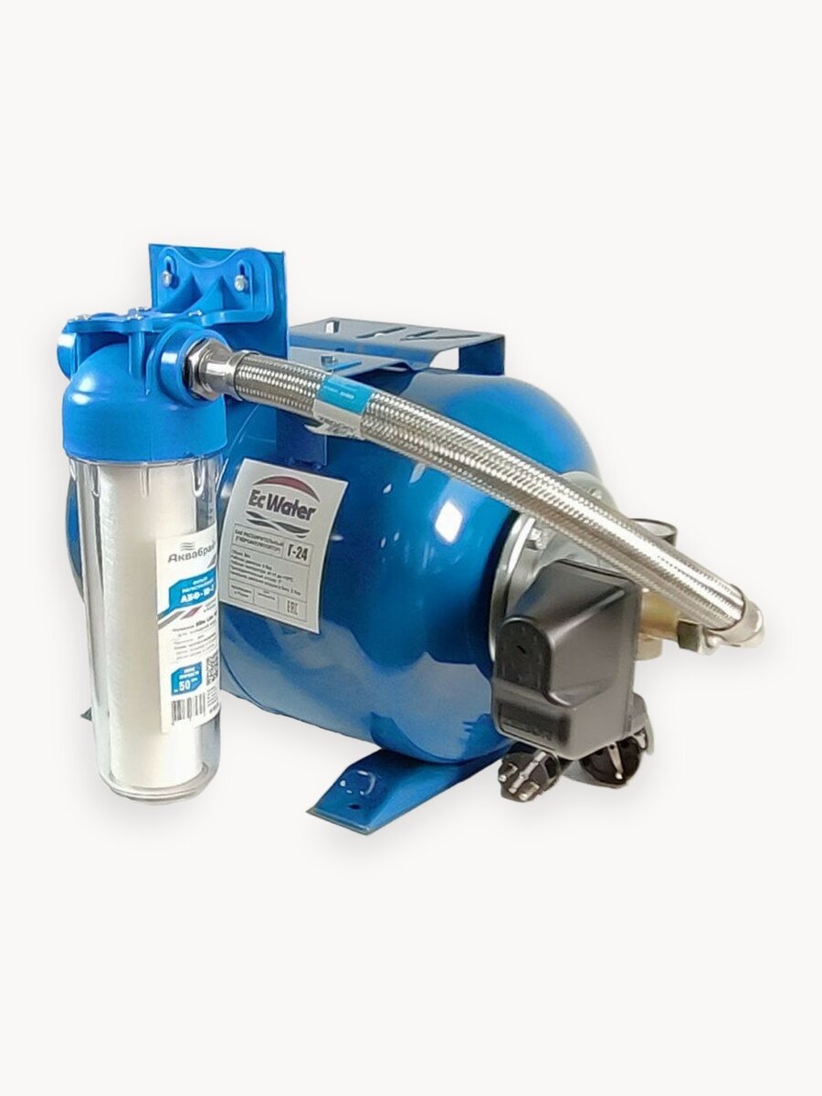 Гидроаккумулятор EcWATER CAB24COMBO, горизонтальный, с блоком автоматики, 24 л