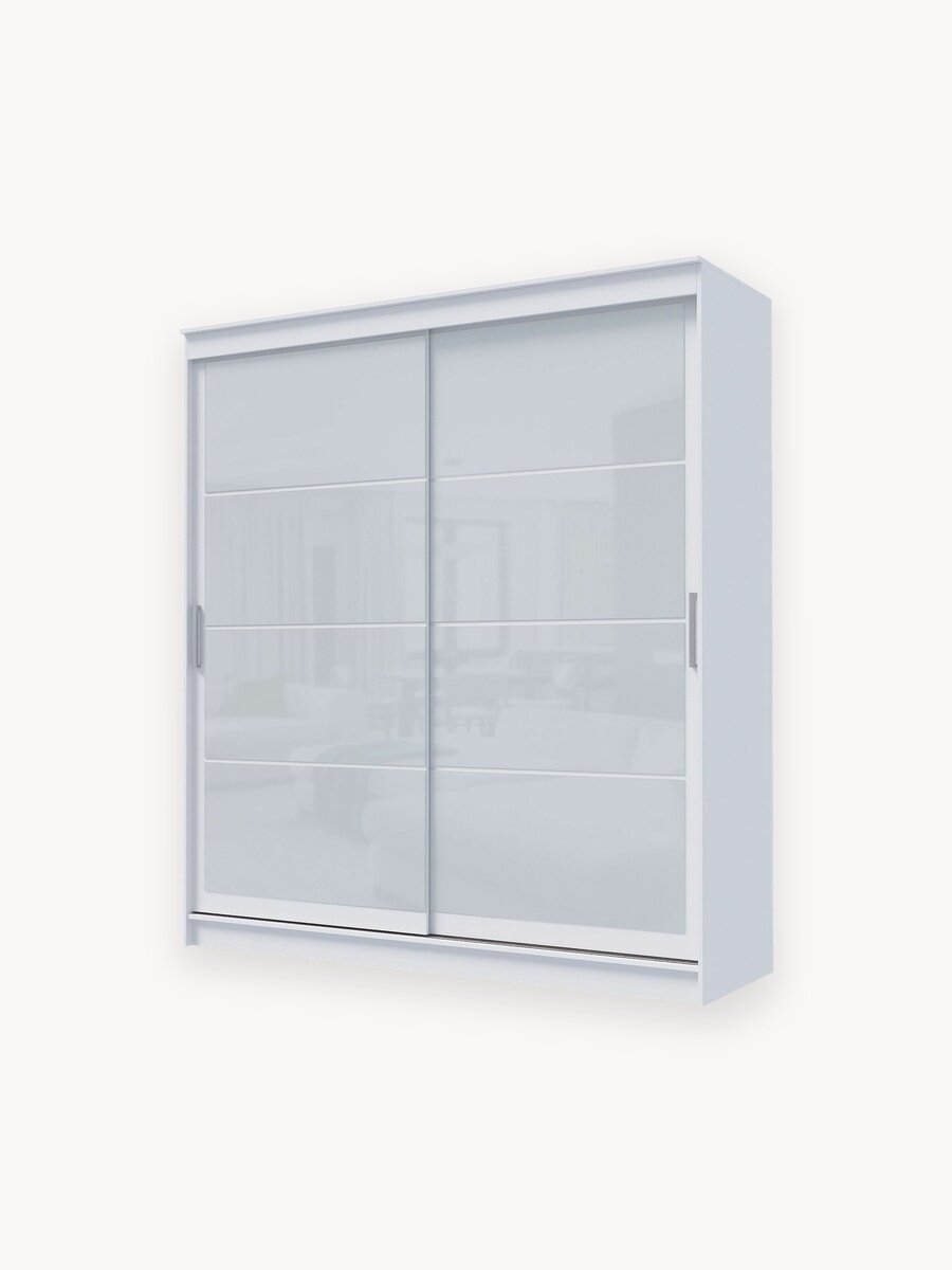 Шкаф-купе гранд ЛДСП 2м белый гладкий/лакобель