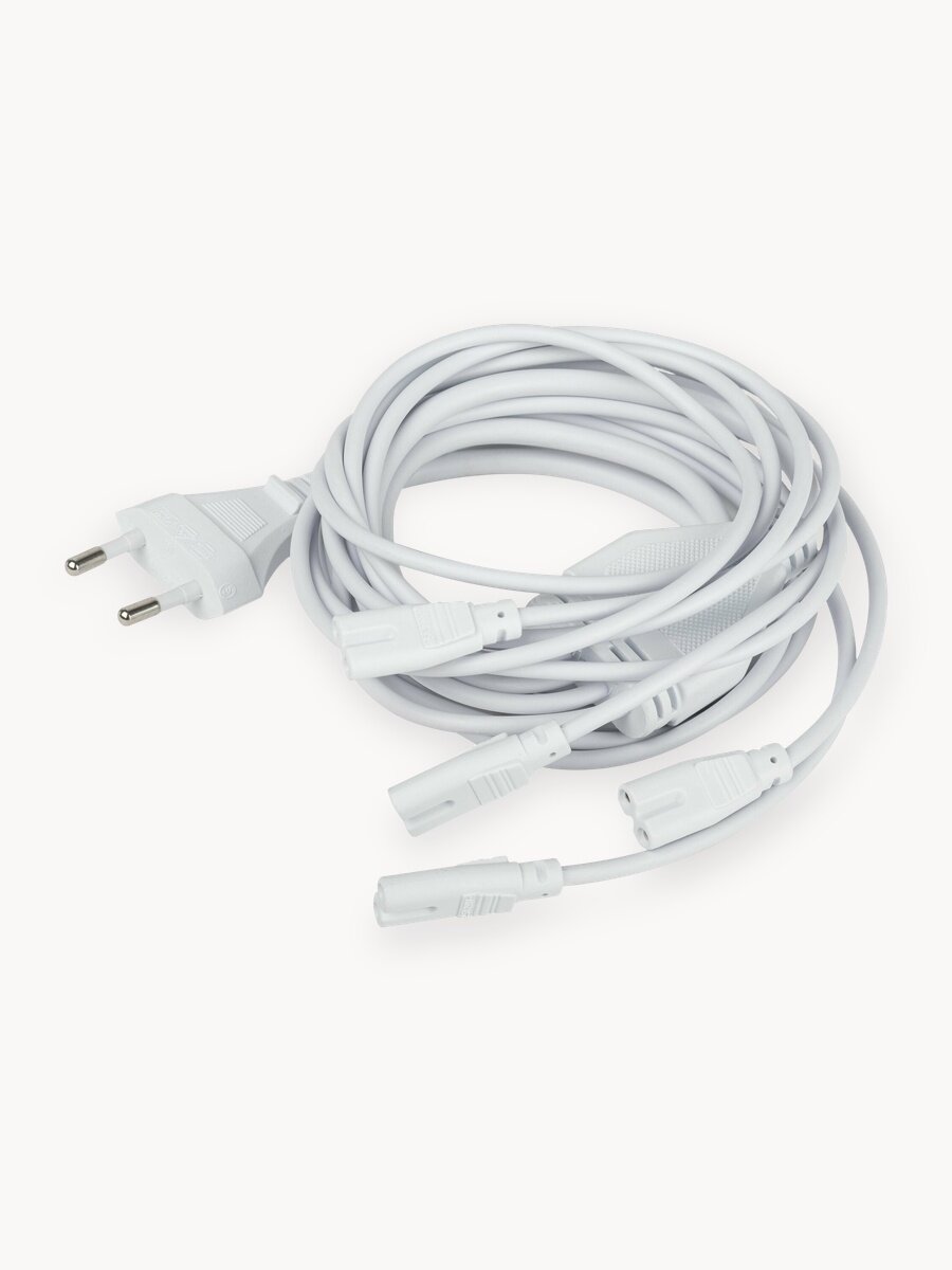 Разветвитель сетевой для фитолампы ЭРА FITO 5х IEC C7 (2 pin) 2 м для подключения 5 светильников
