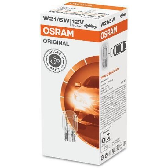 Лампа автомобильная Osram W21/5W W3x16q 12V, 1шт, 7515