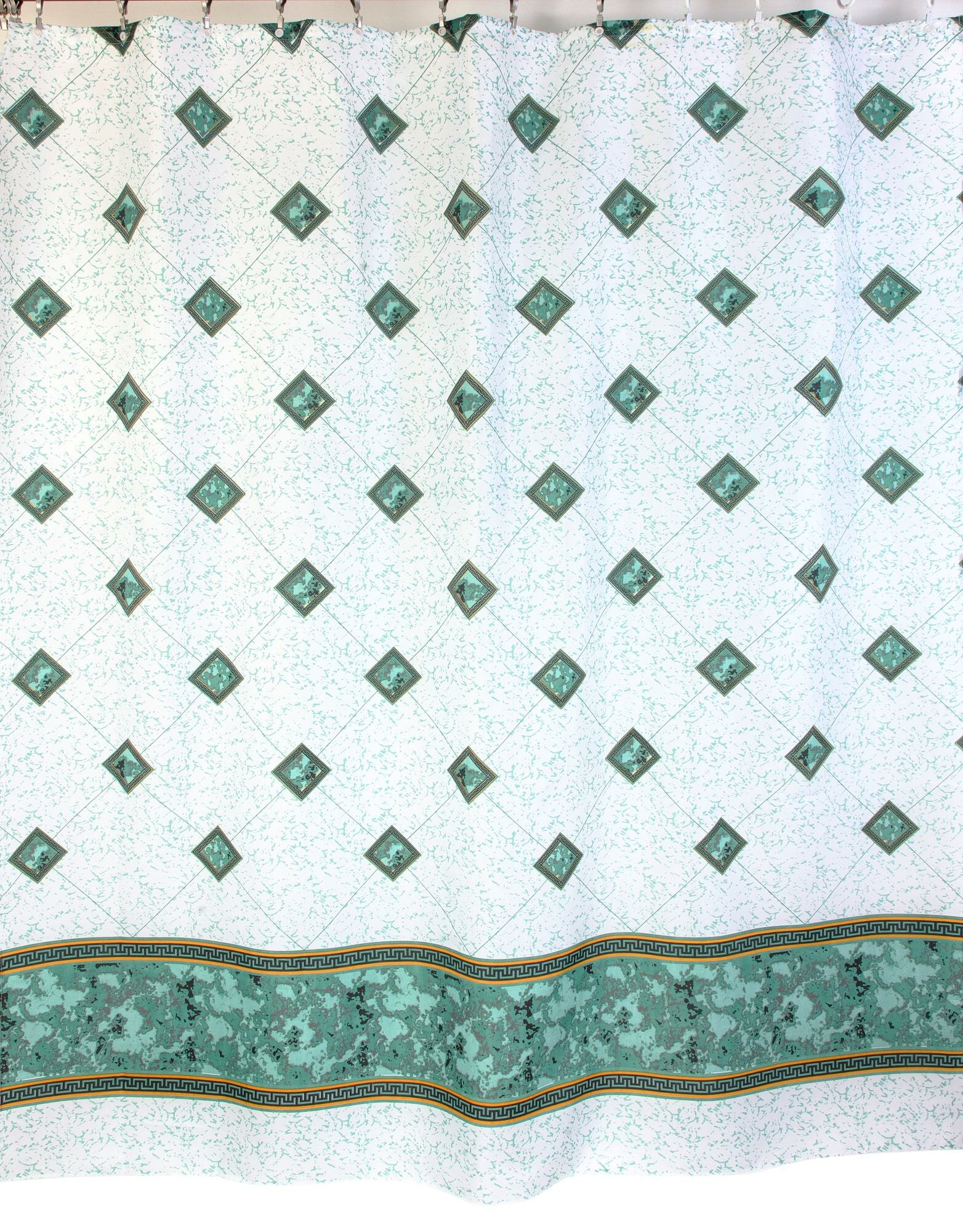 Штора для ванной комнаты Zalel YQL 1185 180x200 см полиэстер, зеленая, мозайка