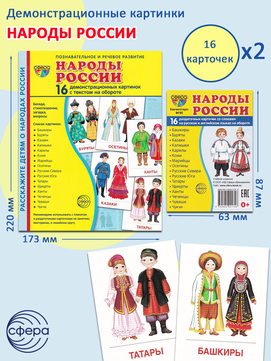 Комплект. Демонстрационные картинки супер Народы России (2 формата: 173х220 и 63х87)