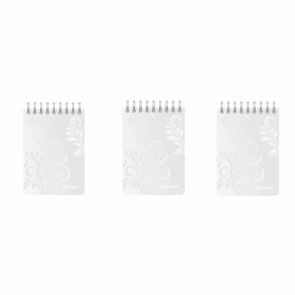 Комус Блокнот Русская серия, А7, 50 л, евроспираль, белый, клетка, 3 шт