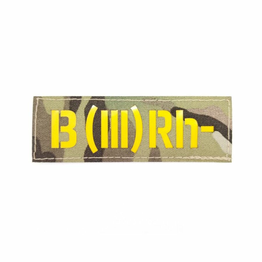Нашивка , патч (шеврон) 10,5*3,5 см Группа крови 3- MC/Желтый отражающий, П179