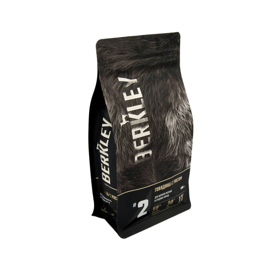 Berkley №2 сухой корм для щенков мелких и средних пород, с говядиной и рисом - 600 г