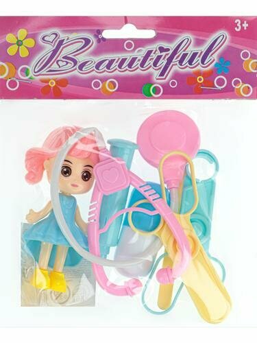 Игровой Набор Юный доктор (кукла 6см, 6 предметов, цвет в ассорт, в пакете, от 3 лет) Y12558003, (Р