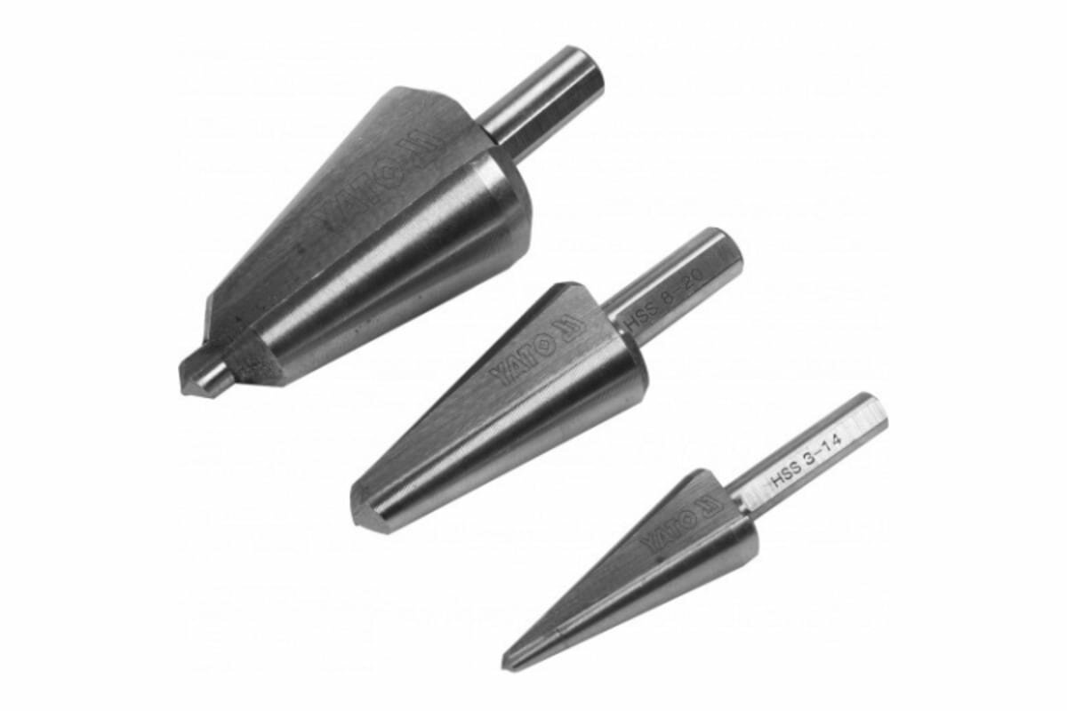 YATO Набор конусных сверл 3 шт YT-44730 369444730 для сверления металла и дерева