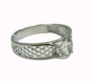 Кольцо, серебро, 925 проба, горный хрусталь